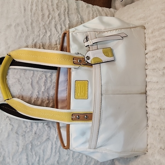 Coach | Bags | Coach Hampton Ivory Satin Satchel | Poshmark